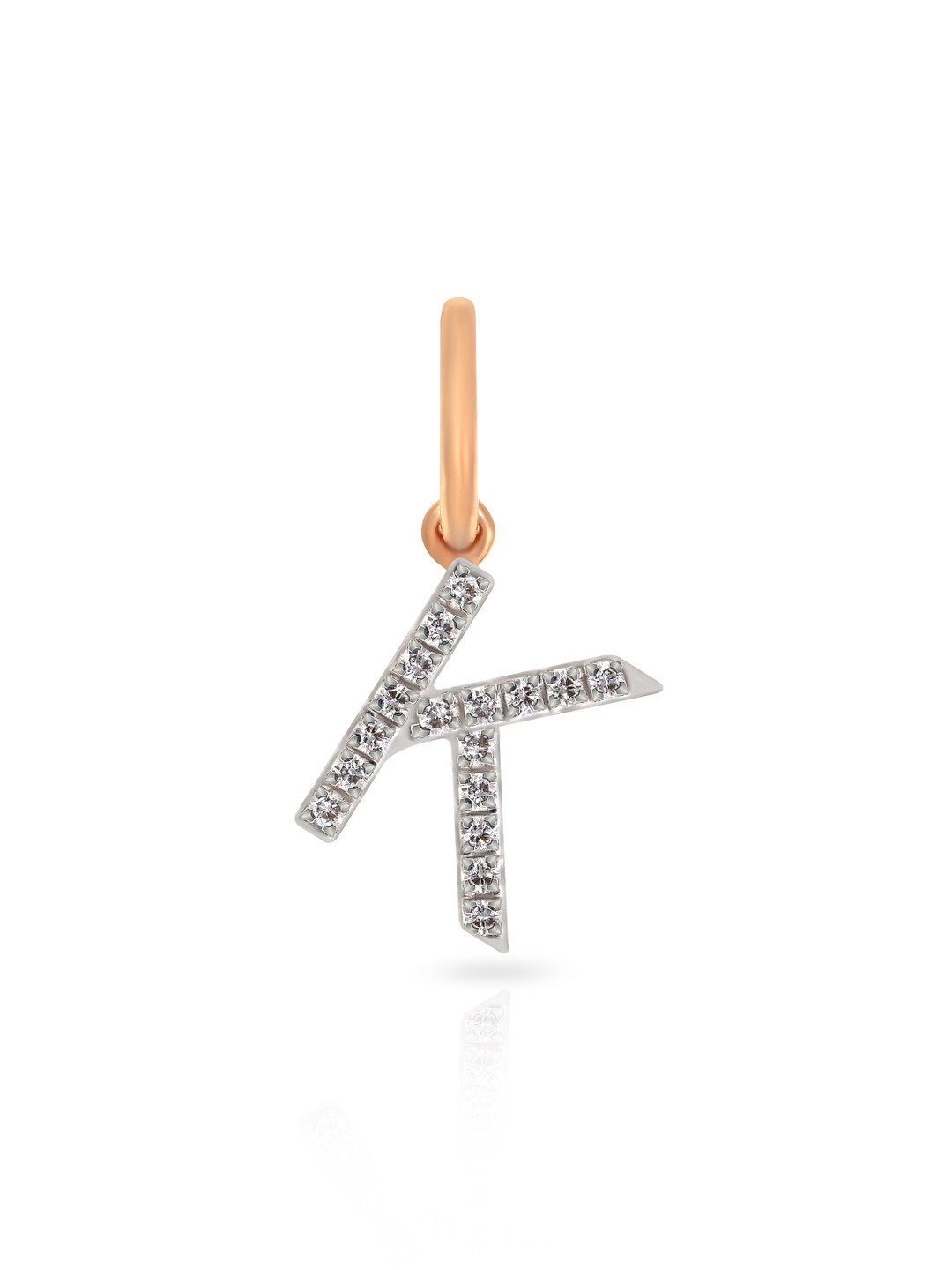 Buy BHIMA 18K BIS Hallmark 750 Purity Rose Gold Alphabet K Diamond ...