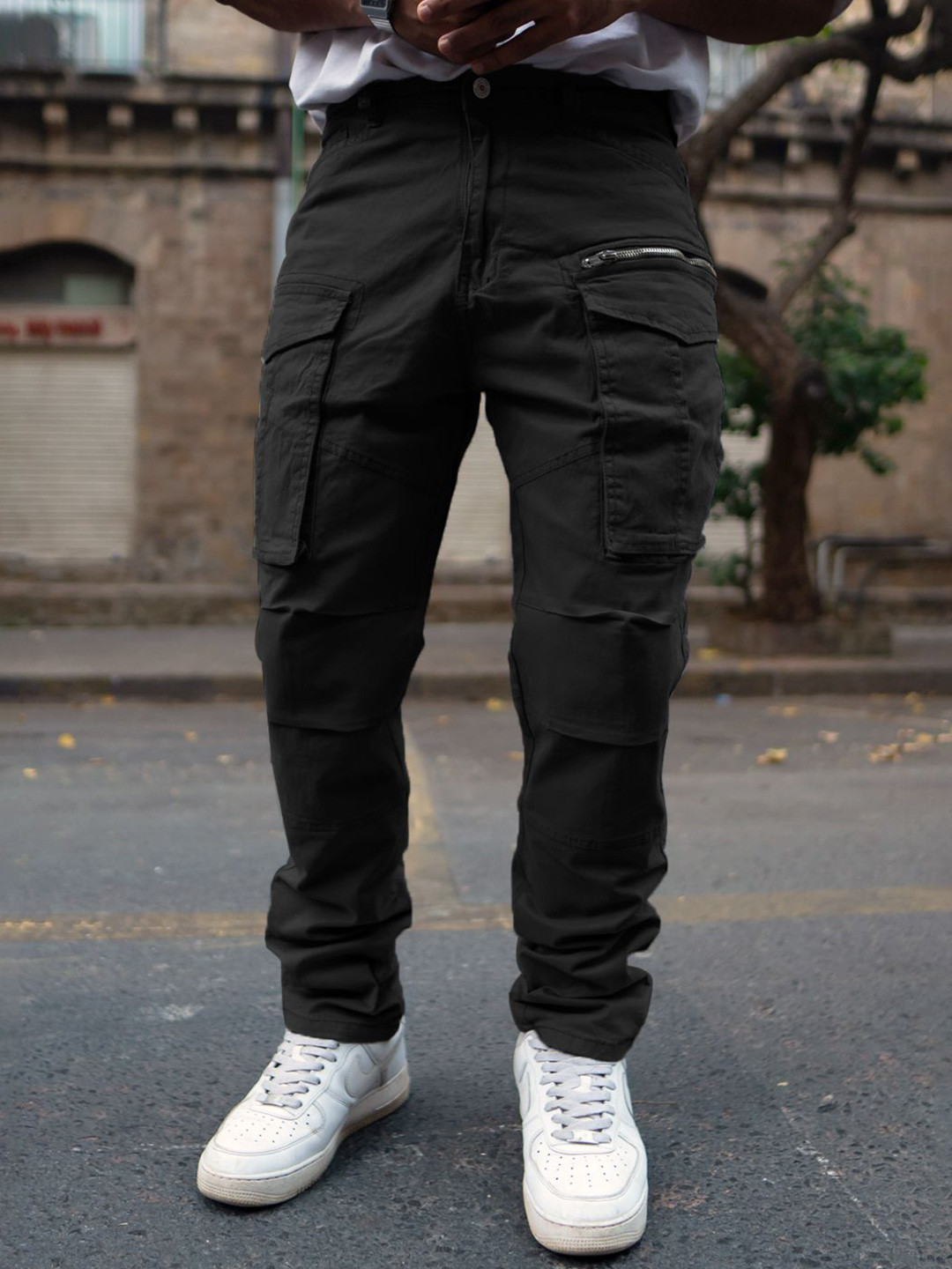 Buy Powerlook Men Black Regular Fit Cargo - Trousers for Men 32468782 ...