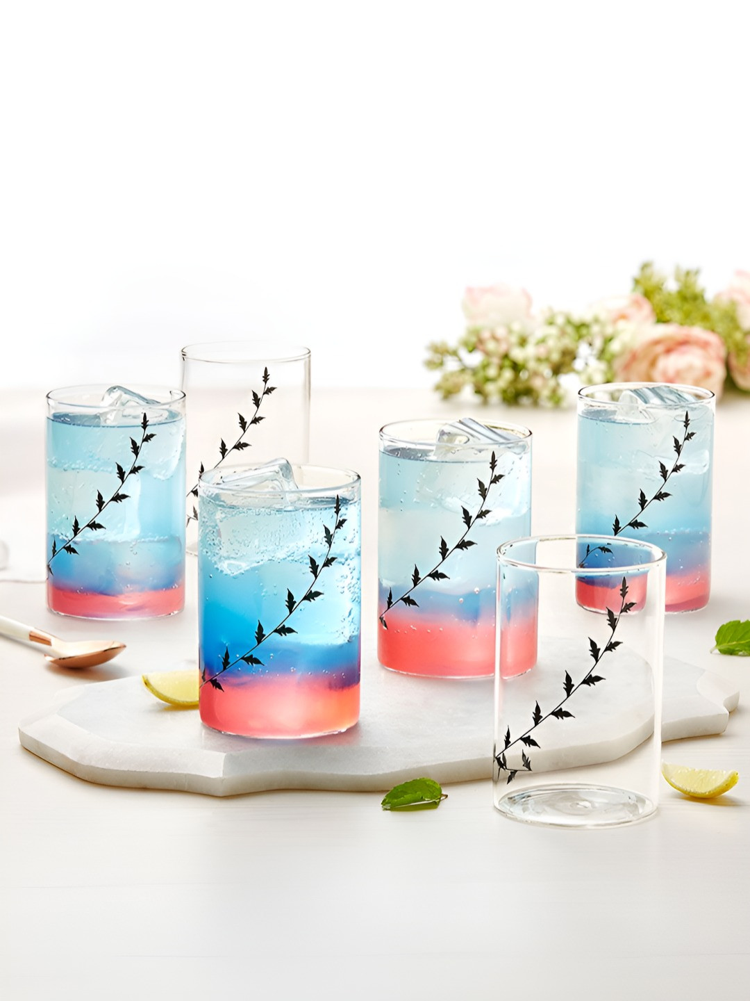 Buy BOROSIL Vision Transparent 6 Pieces Black Krip Borosilicate Glass ...