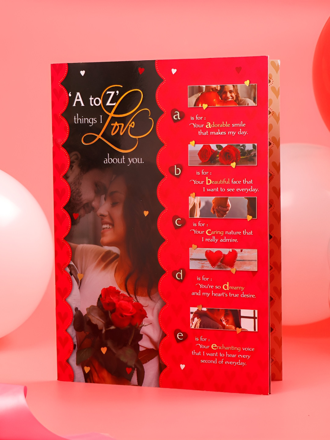 Buy Archies Red & Black A To Z Things I Love Printed Valentine Greeting ...