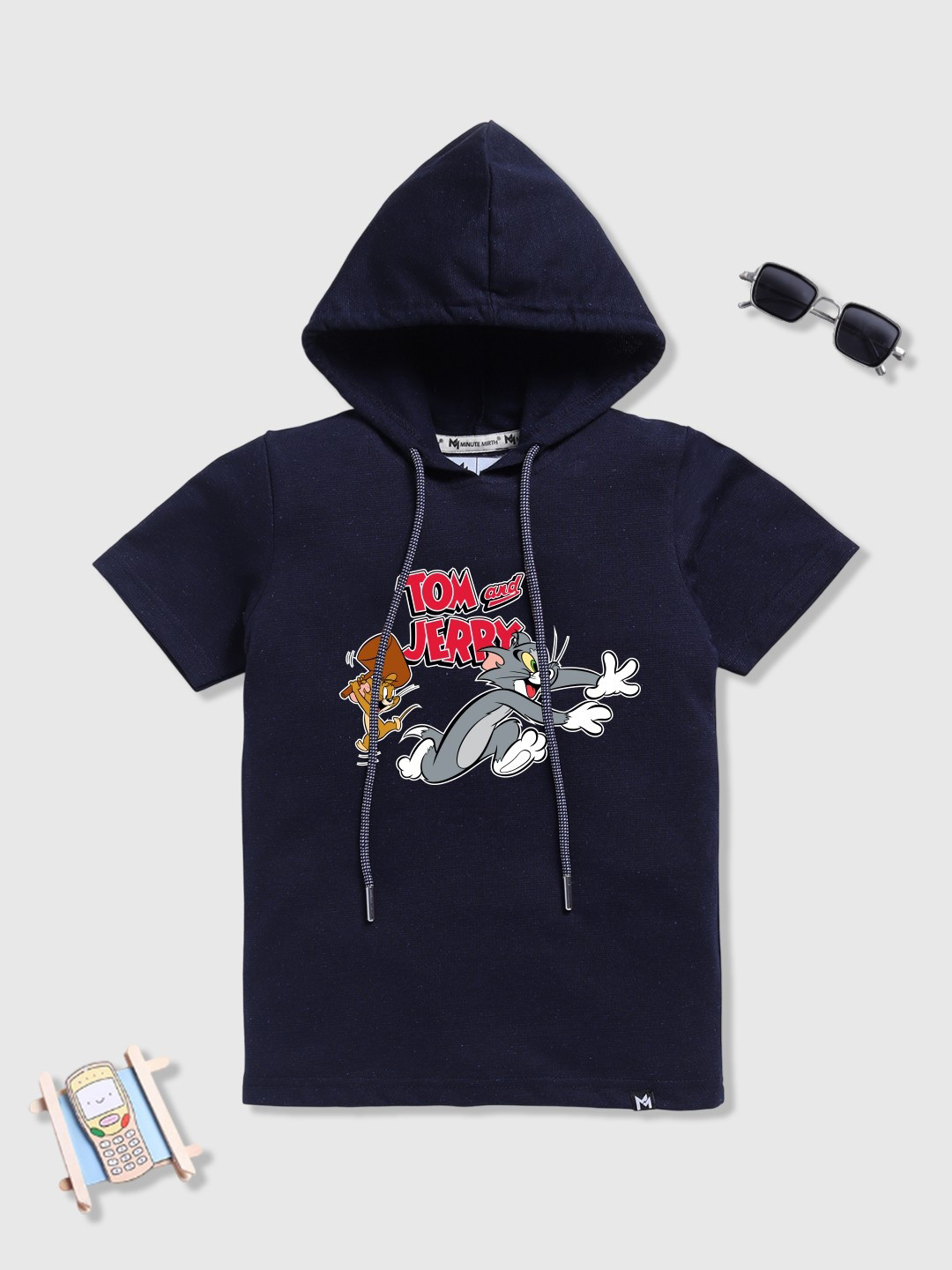 Buy YK X Minute Mirth Boys Tom & Jerry Graphic Printed Hooded T Shirt ...