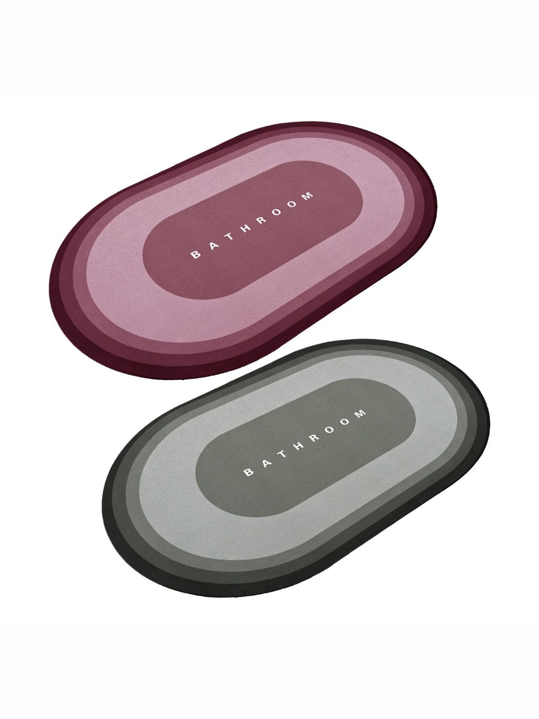 Buy Cortina Pink & Grey 2 Pieces Printed Silicon 300 GSM Bath Rugs ...