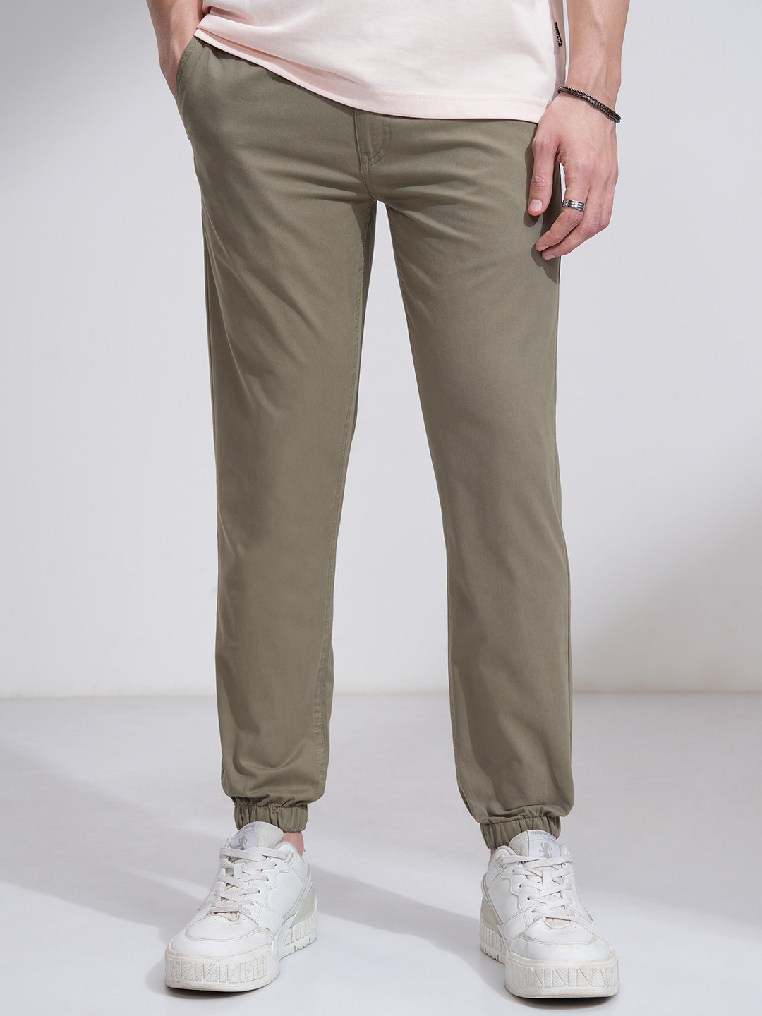 Buy HIGHLANDER Men Solid Half Elasticated Jogger - Trousers for Men ...