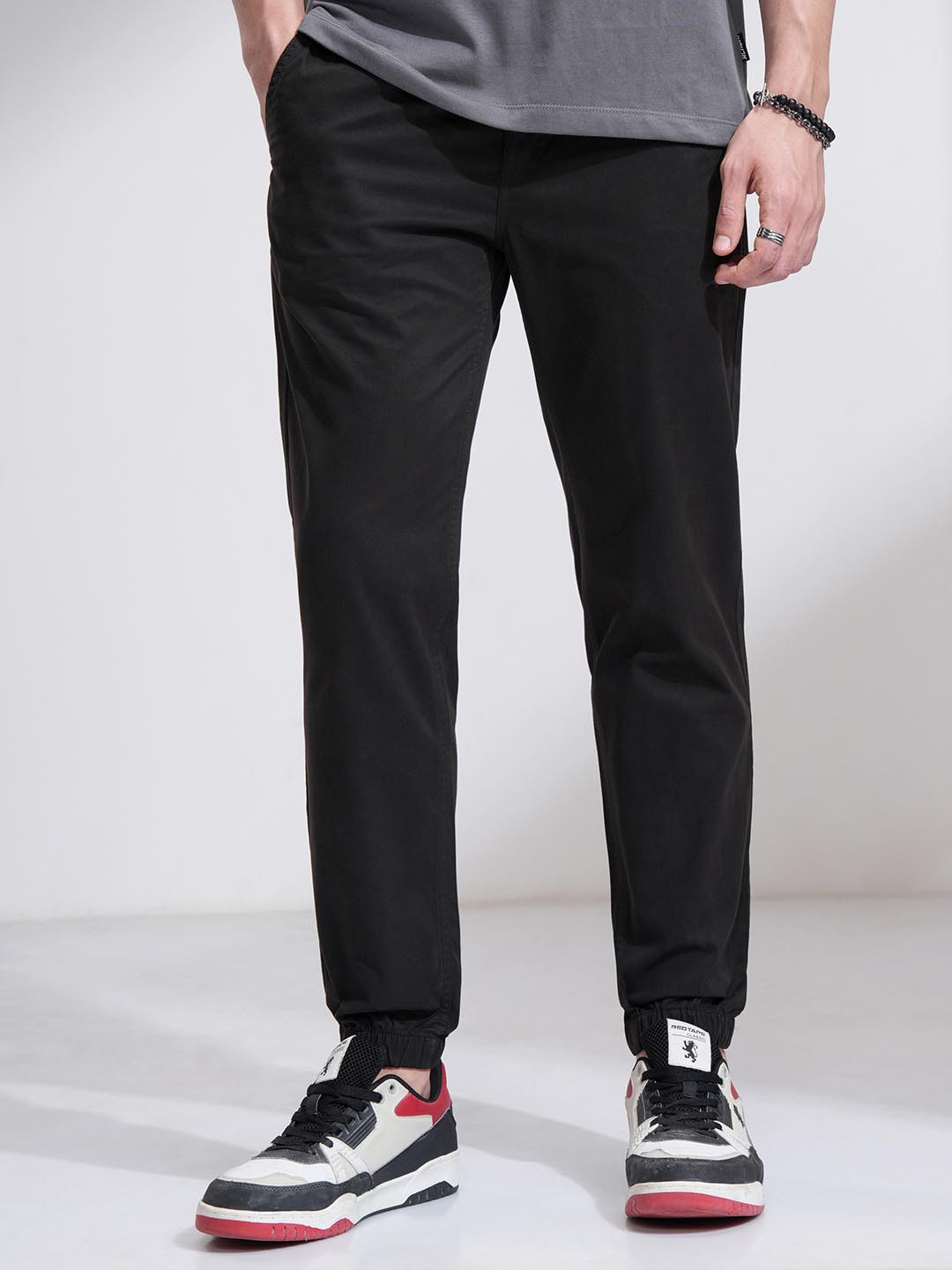 Buy HIGHLANDER Men Solid Half Elasticated Jogger - Trousers for Men ...