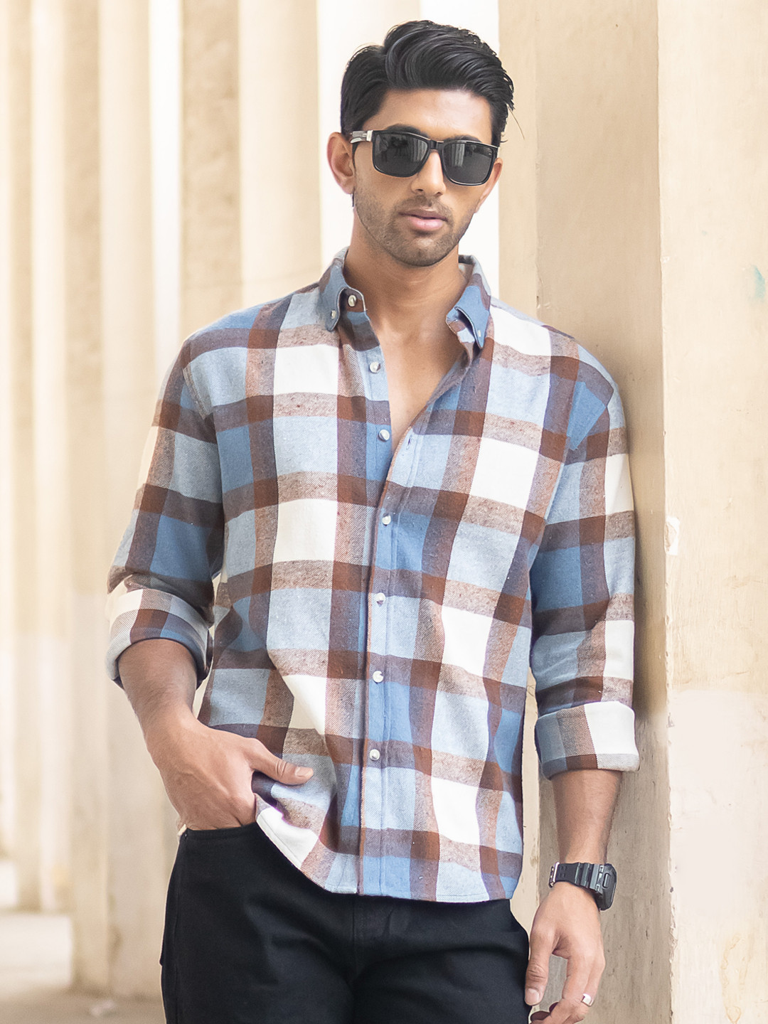 Buy Powerlook Men Button Down Collar Checked Cotton Casual Shirt ...