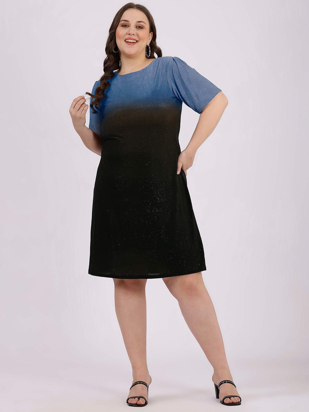 Buy Curvy Lane Women Self Design Colourblocked A Line Dress - Dresses ...