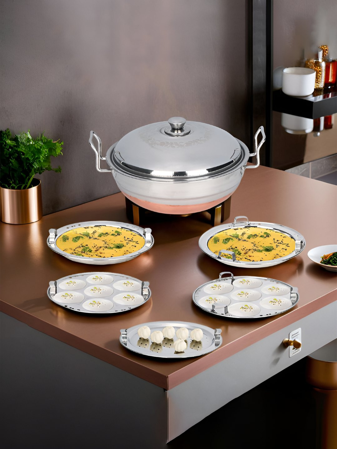 Buy Kuber Industries Silver Toned Stainless Steel Idly Steamer Pot With ...