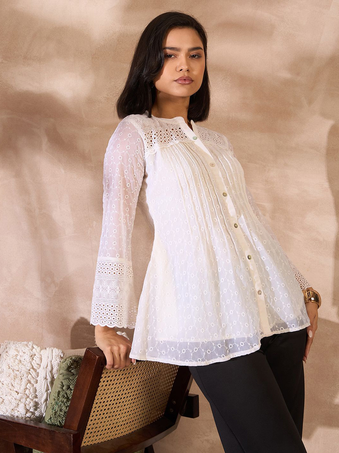 Buy Routes By All About You Women Self Design A Line Top - Tops for ...