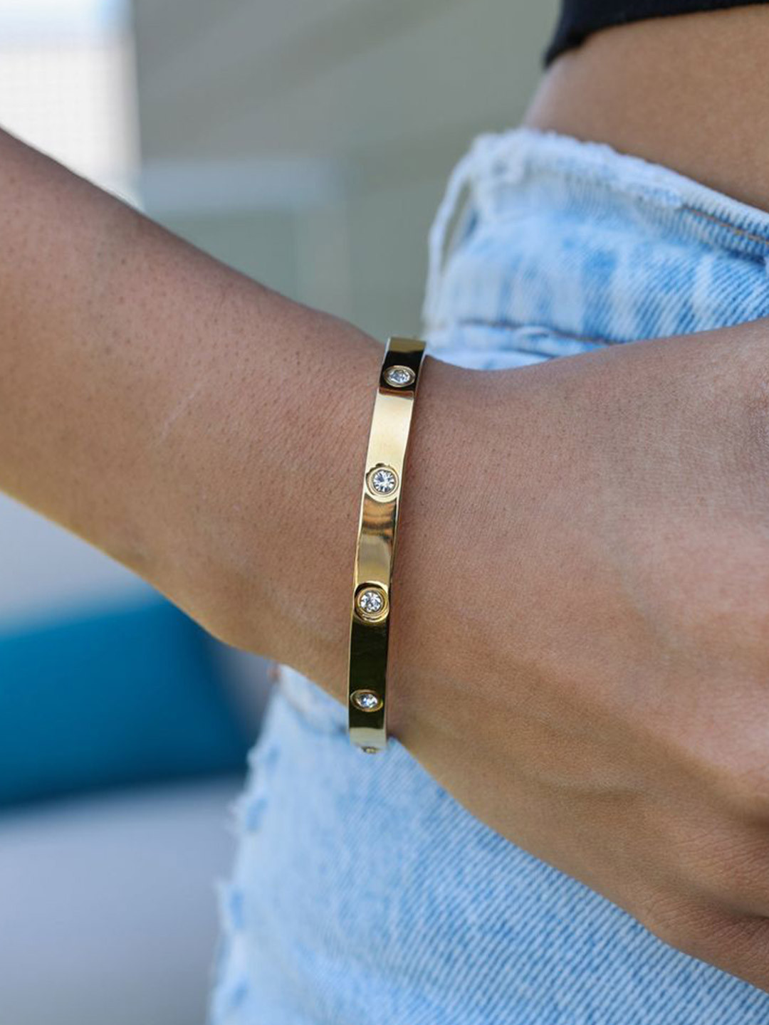 Buy Aviksha Creations 18K Gold Plated Stainless Steel Infinity Kada ...