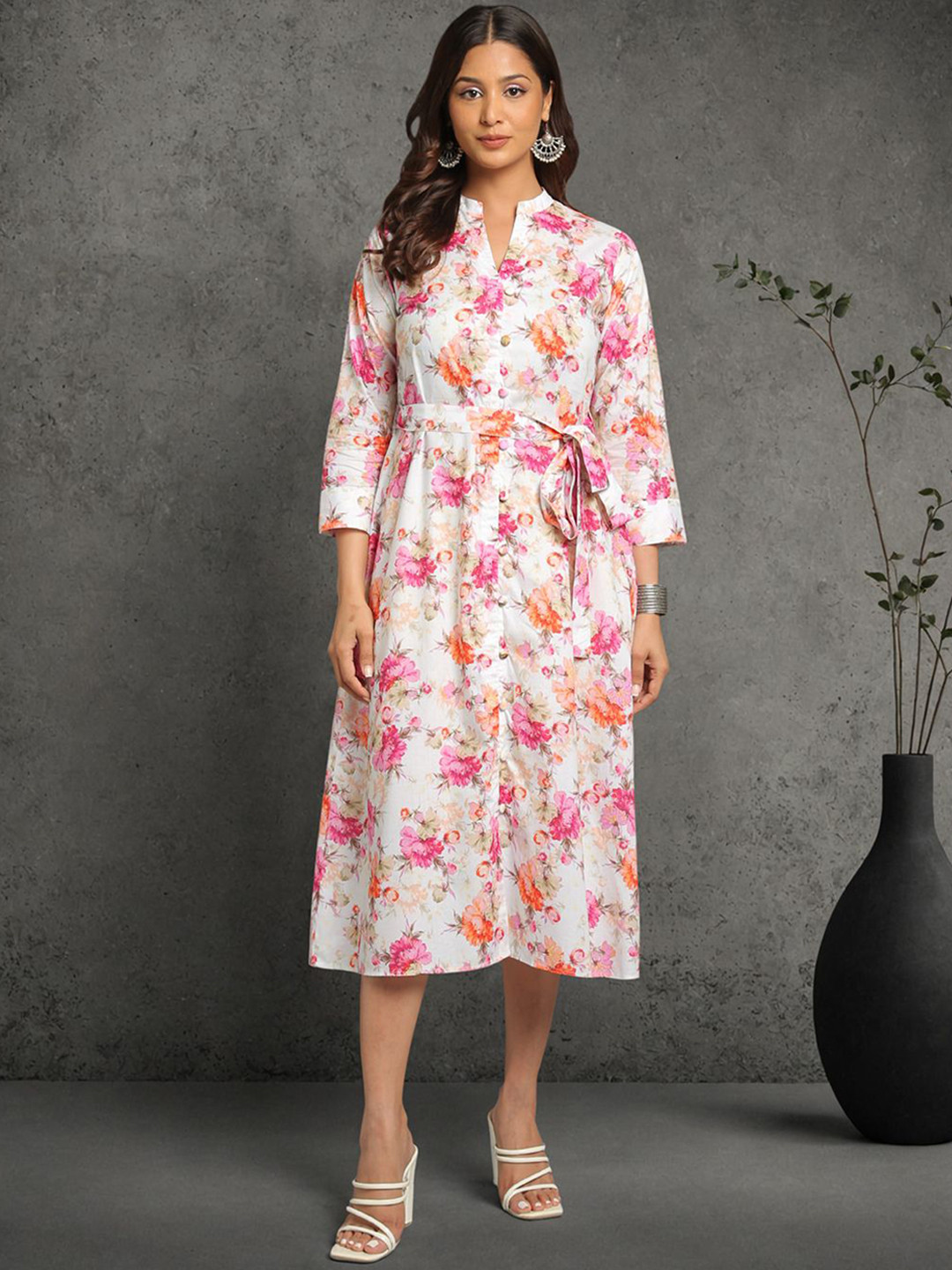Buy Tissu Women Floral Printed Pure Cotton Fit & Flare Ethnic Dresses ...