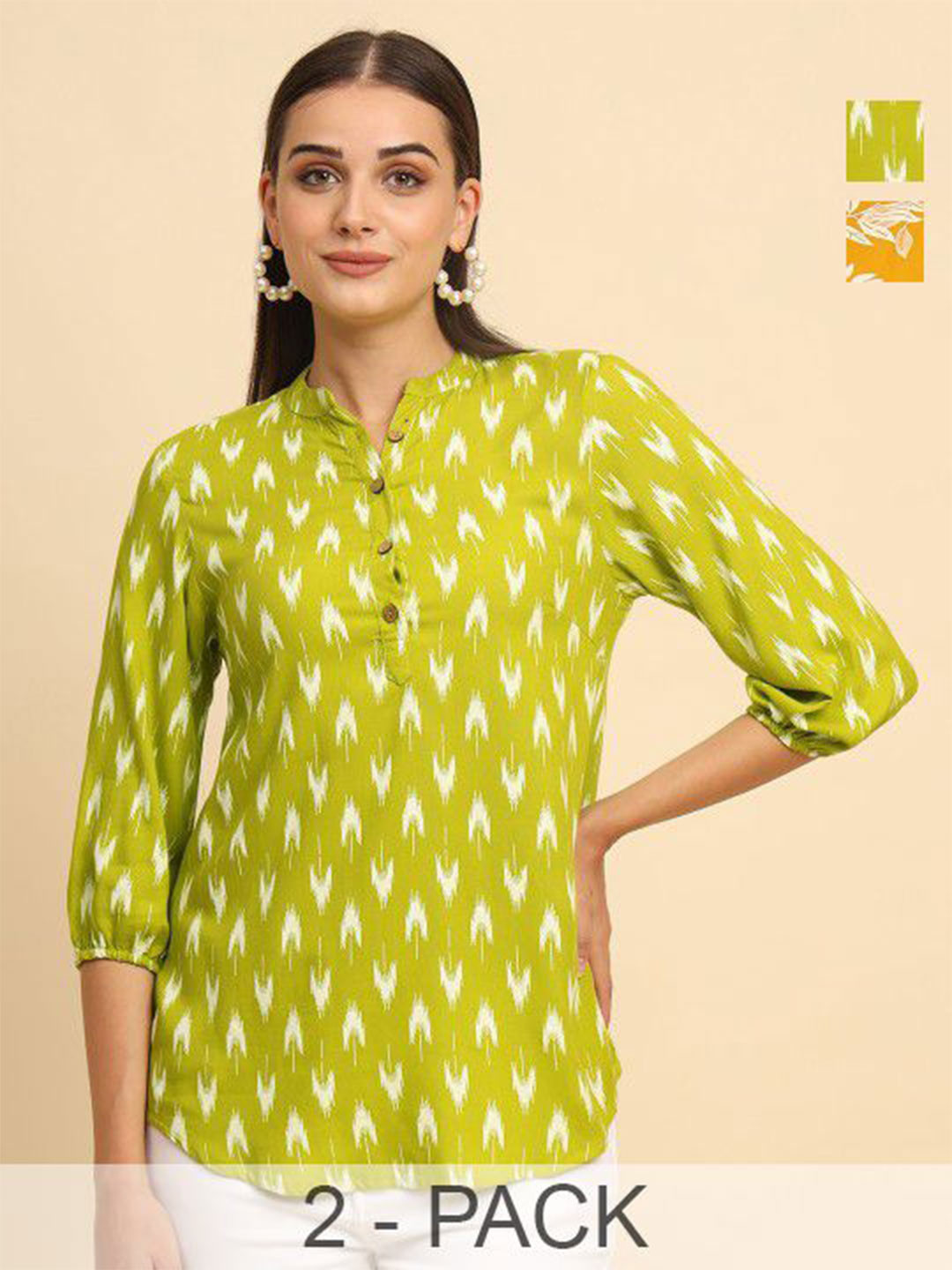 Buy Anouk Rustic Women Pack Of 2 Geometric Printed Short Kurti - Kurtis ...