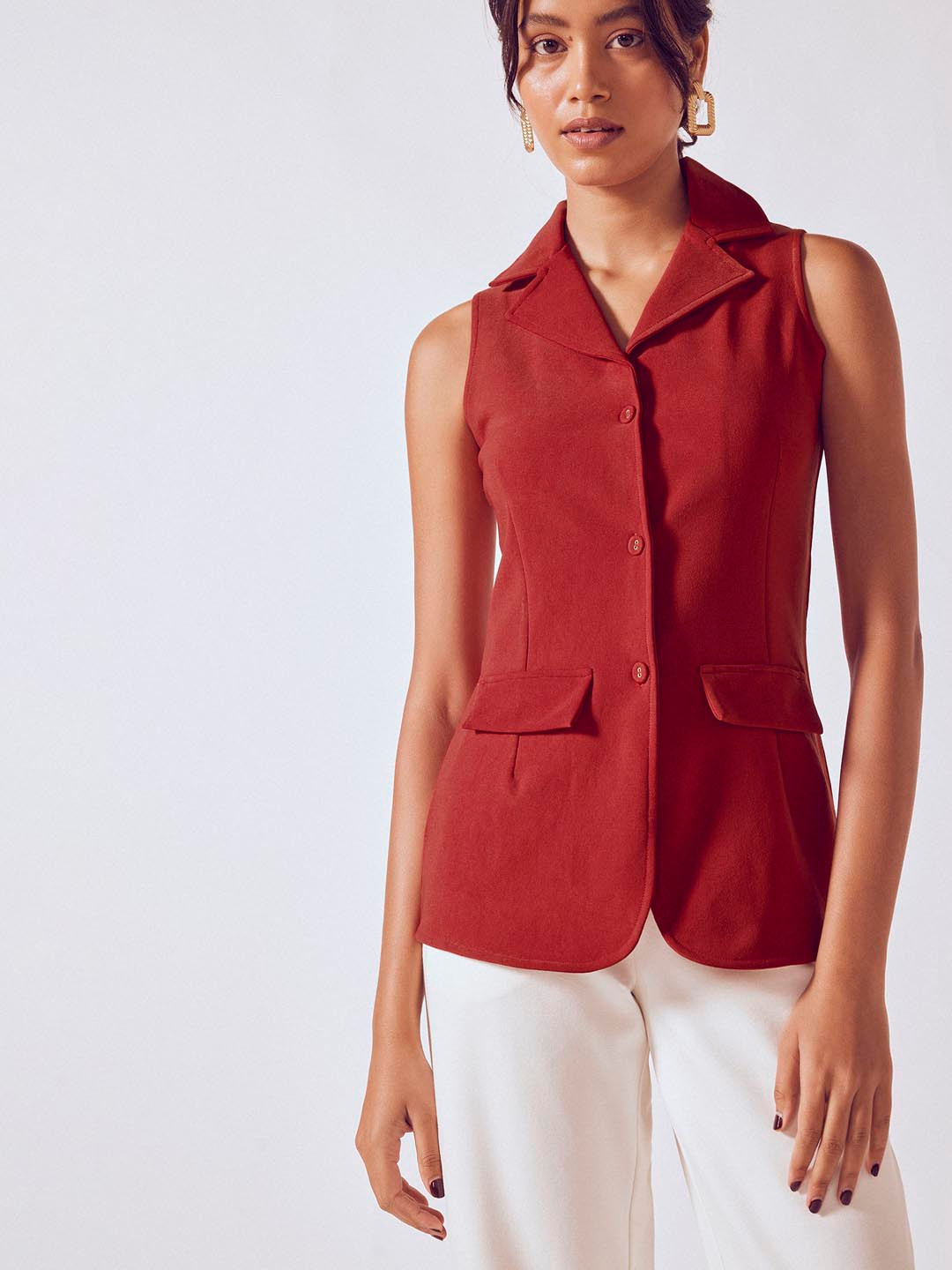 Buy The Label Life Ruby Notched Lapel Sleeveless Single Breasted ...