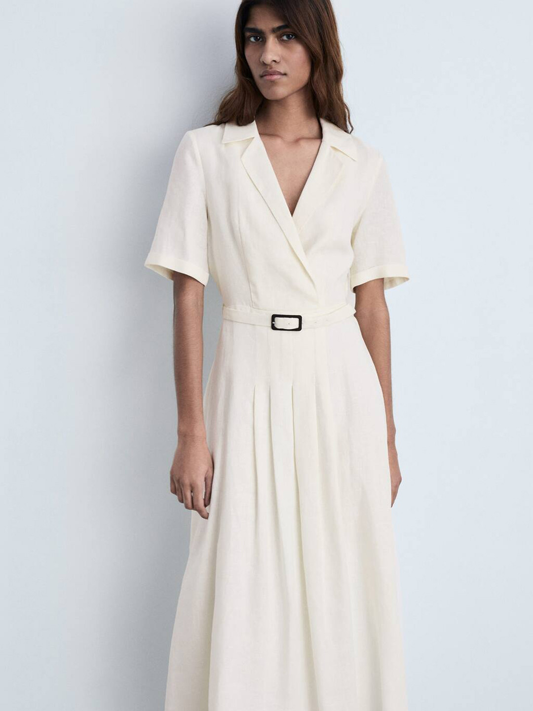 Buy MANGO Ramadan Collection Pure Linen A Line Maxi Dress With Belt ...