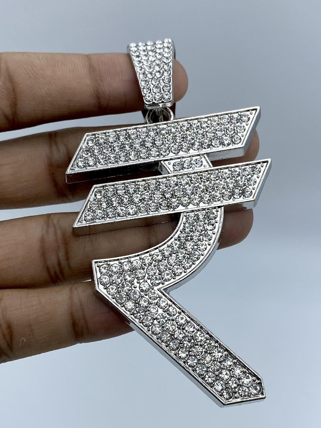 Buy BEYTER Diamond Plated Stone Studded Rupee Shaped Pendant - Pendant ...