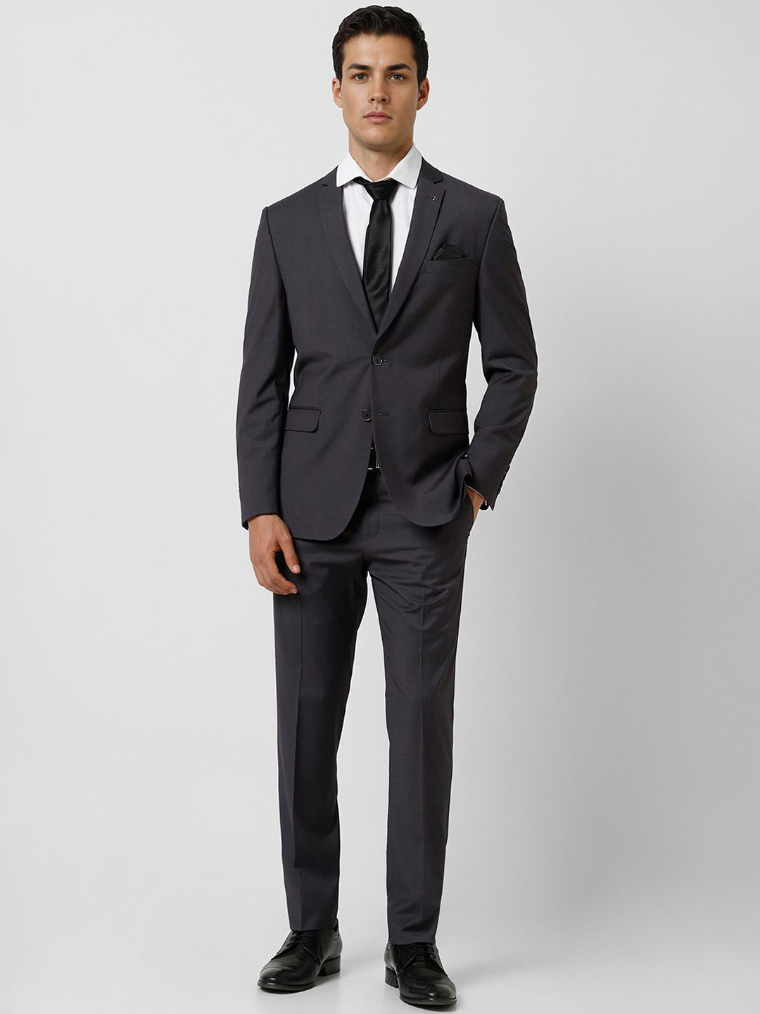 Buy Van Heusen Textured Slim Fit Single Breasted Two Piece Formal Suit ...