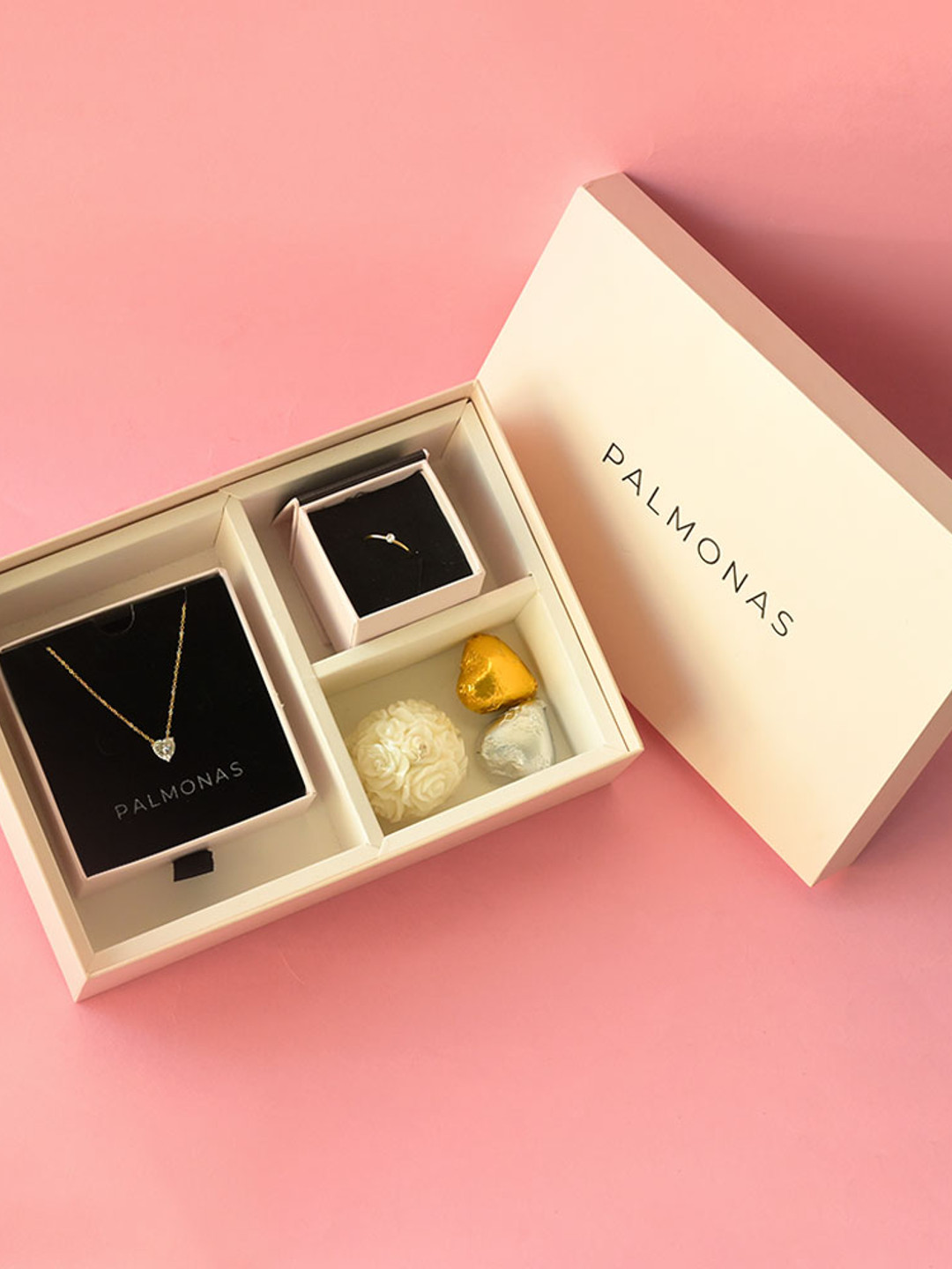 Buy PALMONAS Stainless Steel Dainty Solitaire Ring & Sparkling Hearts ...