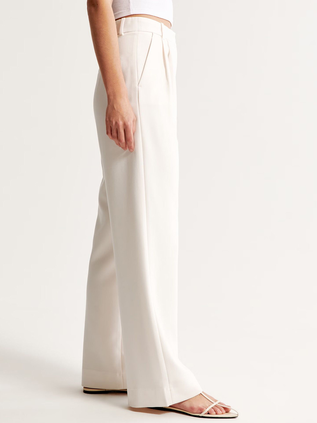 Buy FNOCKS Women Tailored High Rise Stain Resistant Pleated Parallel ...