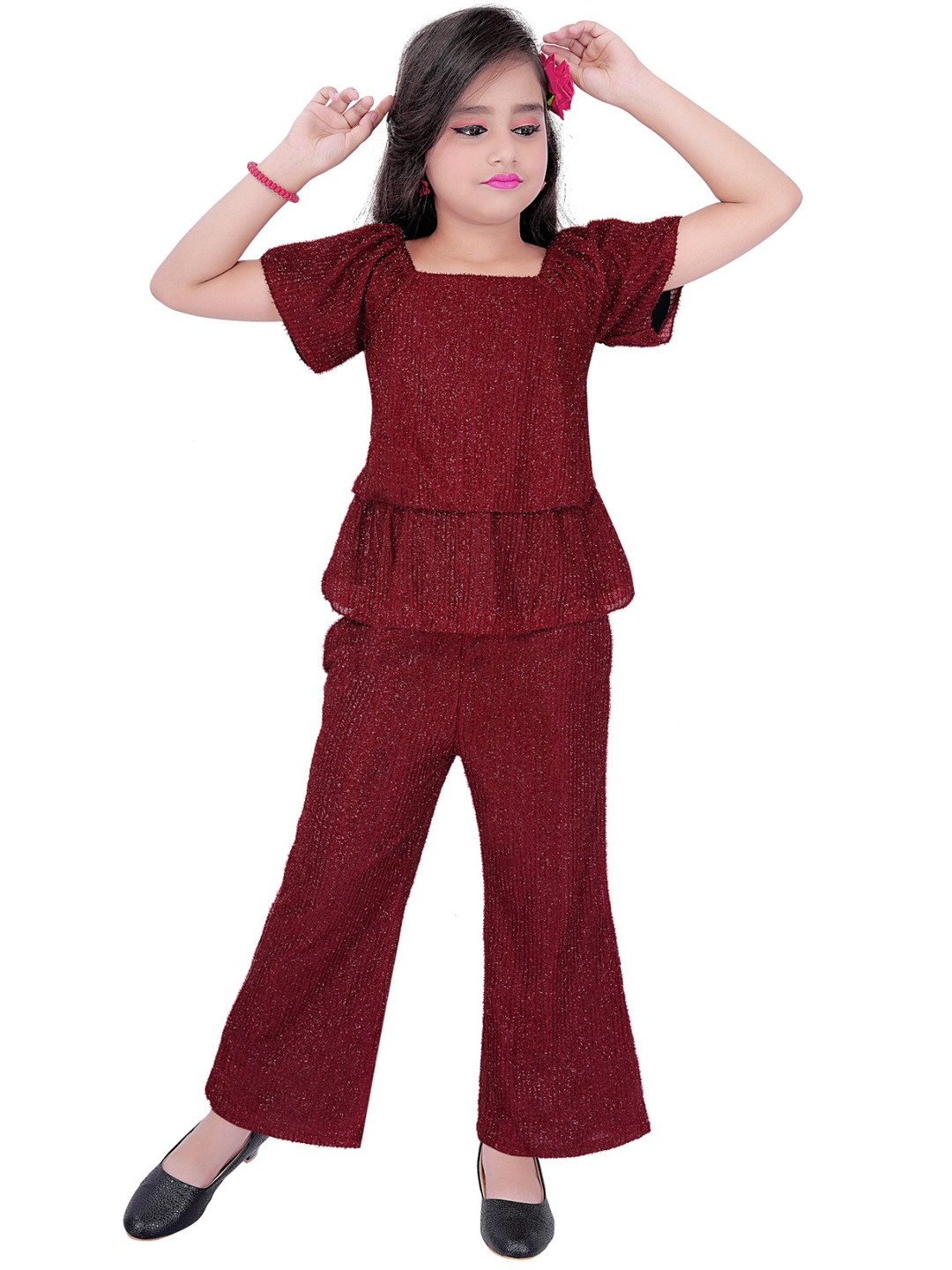 Buy ZACKBEE Girls Square Neck Top With Trousers - Clothing Set for ...