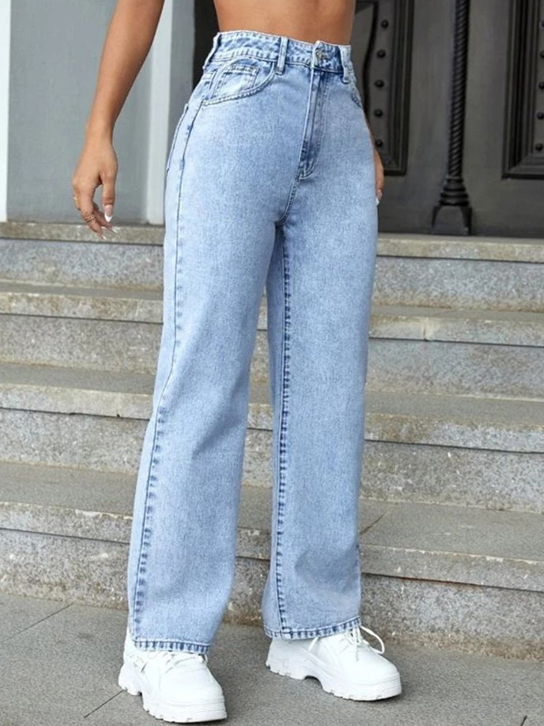 Buy KASHIAN Women Jean Boyfriend Fit High Rise Heavy Fade Stretchable ...