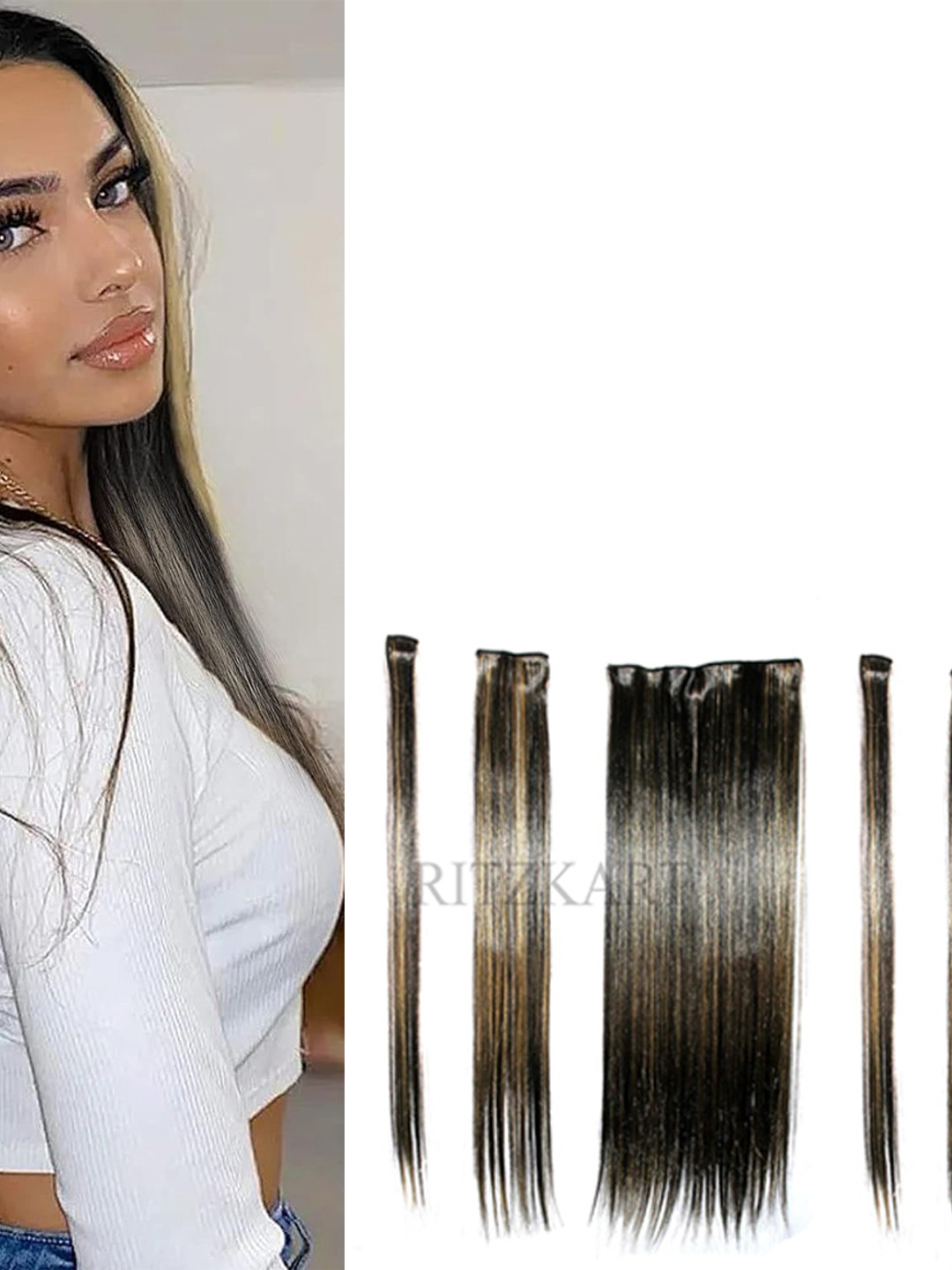 Buy RITZKART Set Of 6 Clip In Straight Colored Strand Hair Extension ...