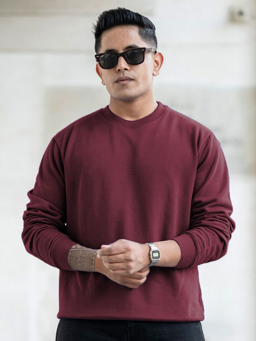 Buy Powerlook Men Solid Round Neck Cotton T Shirt - Tshirts for Men ...