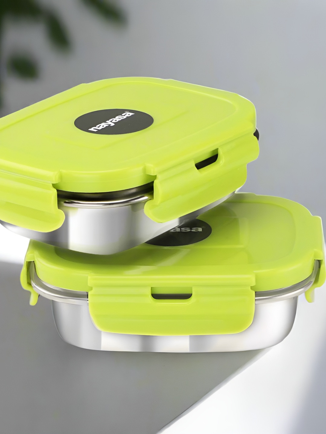 Buy Nayasa Nic Nac Set Of 2 Green Stainless Steel Containers Chutney ...