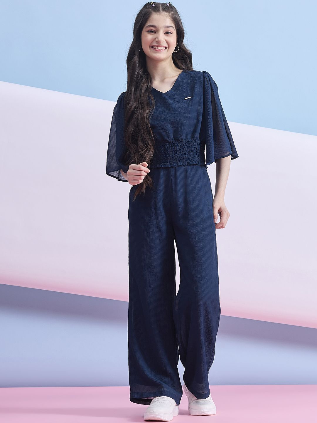 Buy Stylo Bug Girls V Neck Flared Sleeves Top With Palazzo - Clothing ...