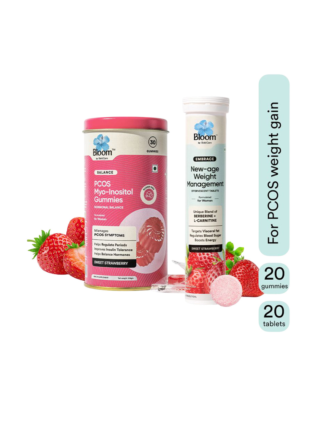 Buy Bloom Set Of 2 PCOS Myo Inositol Gummies With New Age Weight ...