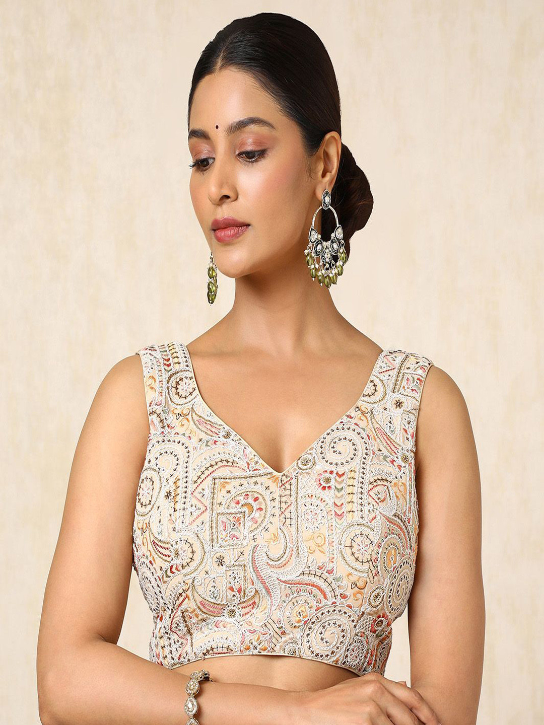 Buy Soch Embroidered V Neck Padded Saree Blouse With Sequins - Saree ...