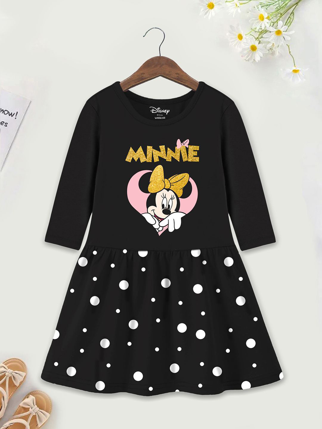 Buy Disney By Miss And Chief Girls Polka Dots Printed Cotton Fit And ...
