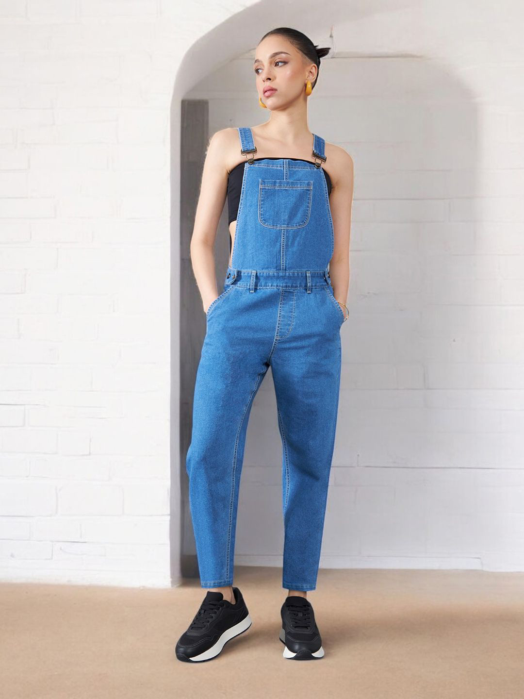 Buy DOLCE CRUDO Women Denim Dungaree - Dungarees for Women 32583657 ...