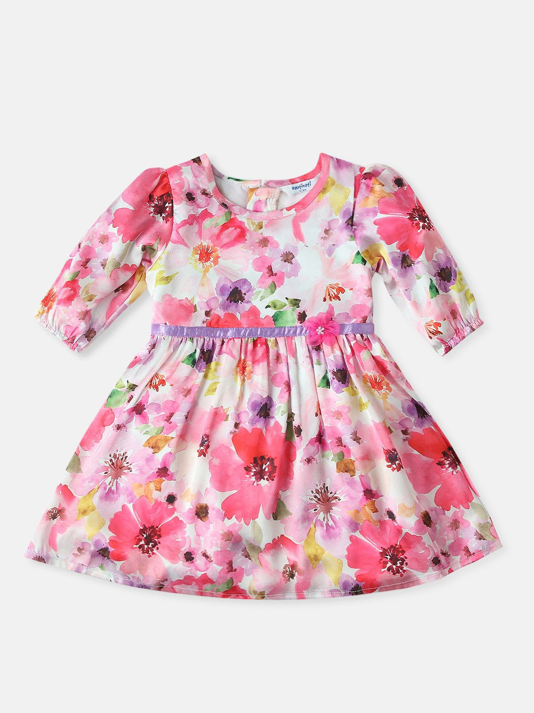 Buy Nauti Nati Girls Floral Frock With Flower At Waistband - Dresses ...