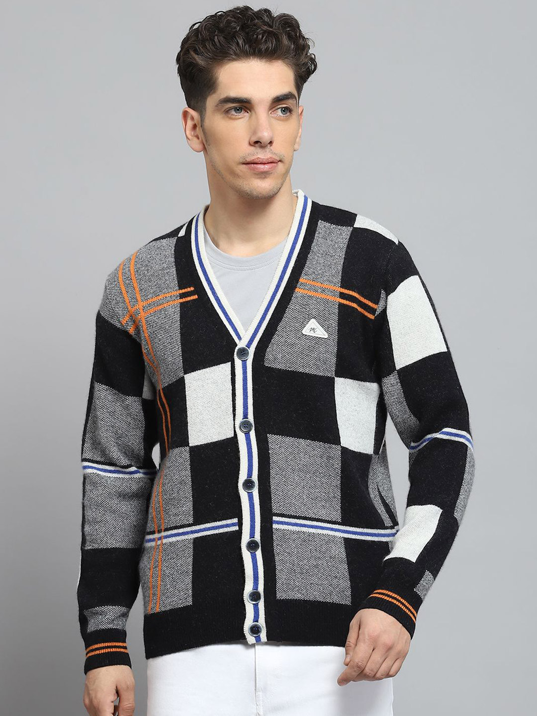 Buy Monte Carlo Men Checked Woollen Cardigan - Sweaters for Men ...