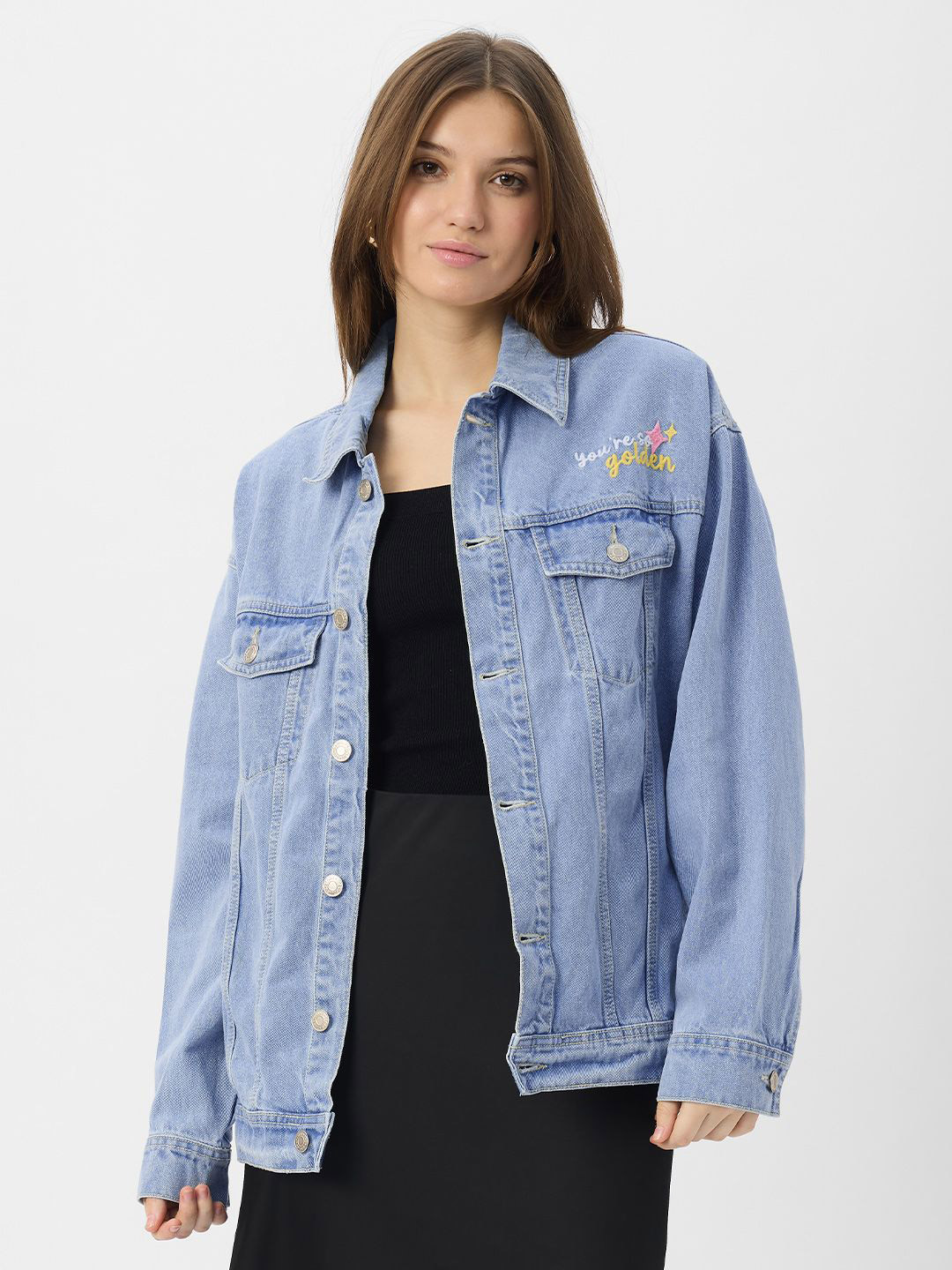 Buy The Souled Store Women Stardust Typography Embroidered Cotton ...