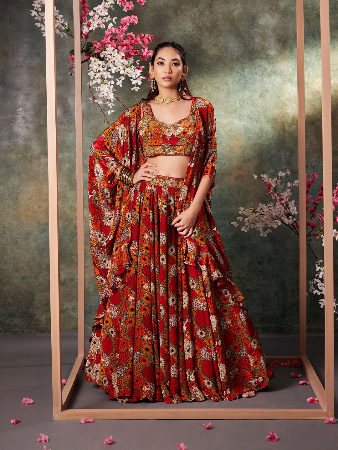Buy Mehak Murpana Floral Printed Ready To Wear Lehenga & Blouse With ...