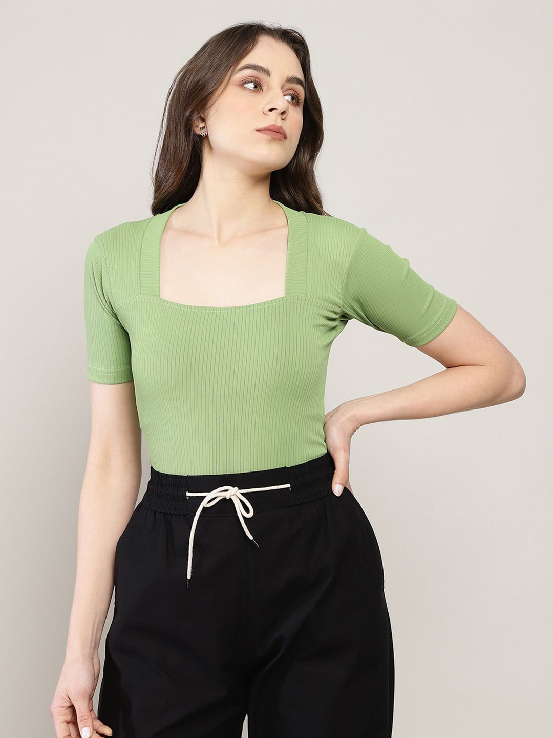 Buy AVANOVA Women Square Neck Fitted Top - Tops for Women 32221835 | Myntra