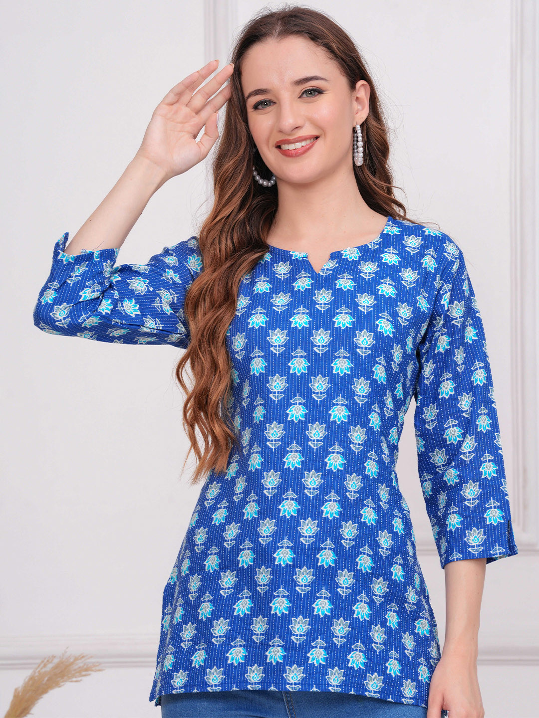 Buy Twirl Tales Floral Printed Pure Cotton Kurti - Kurtis for Women ...