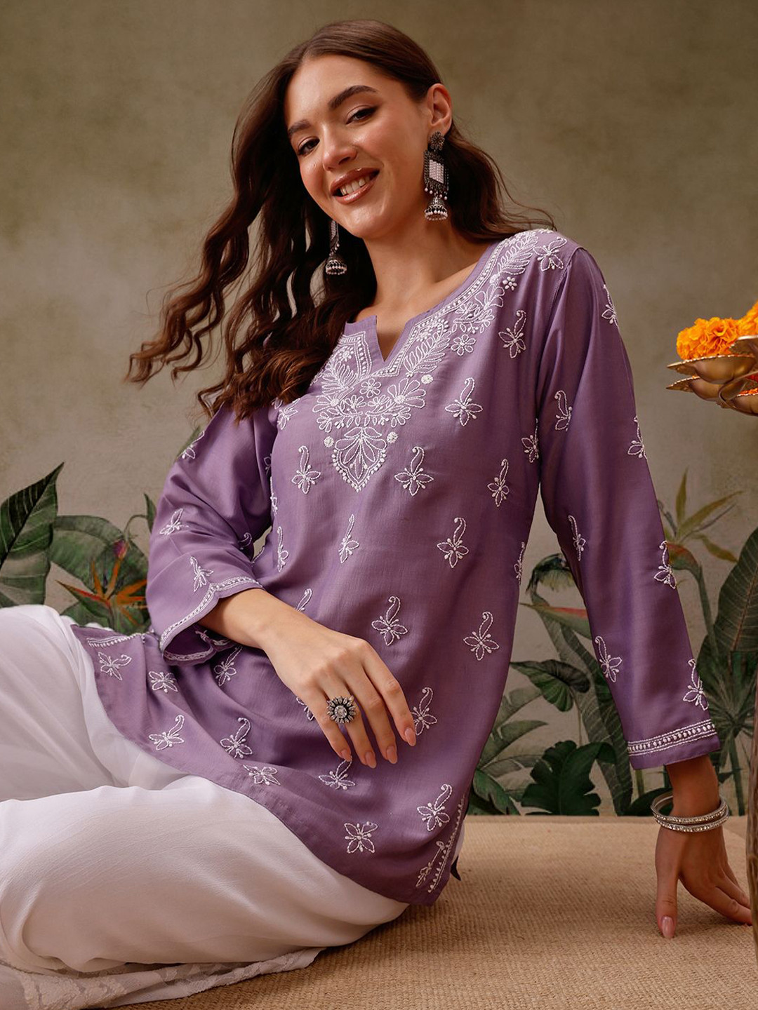 Buy ADA Women Ethnic Motifs Embroidered Thread Work Thread Work Kurti ...
