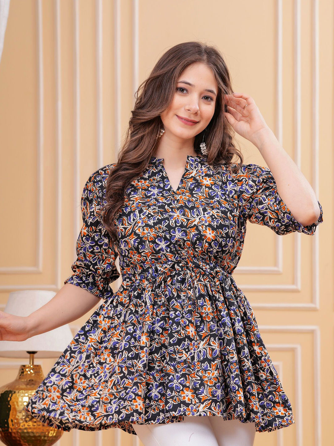Buy SITA FASHION HUB Floral Printed Pure Cotton Anarkali Kurti - Kurtis ...