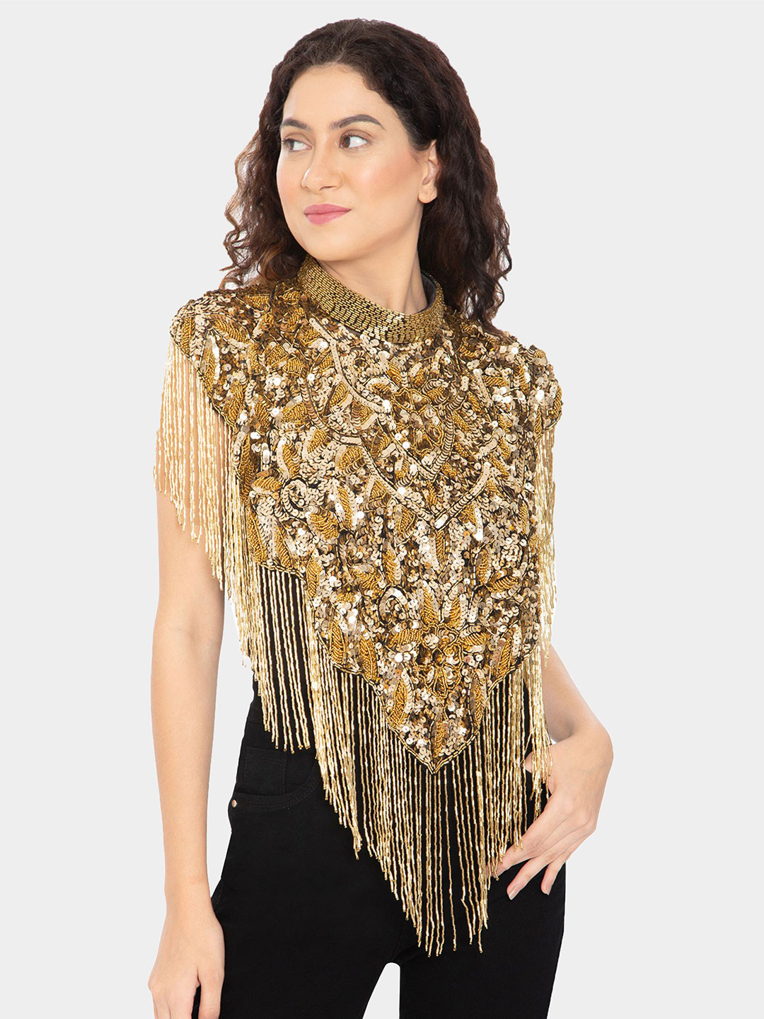 Buy HAUTEMODA Women Embellished Waterfall Shrug - Shrug for Women ...