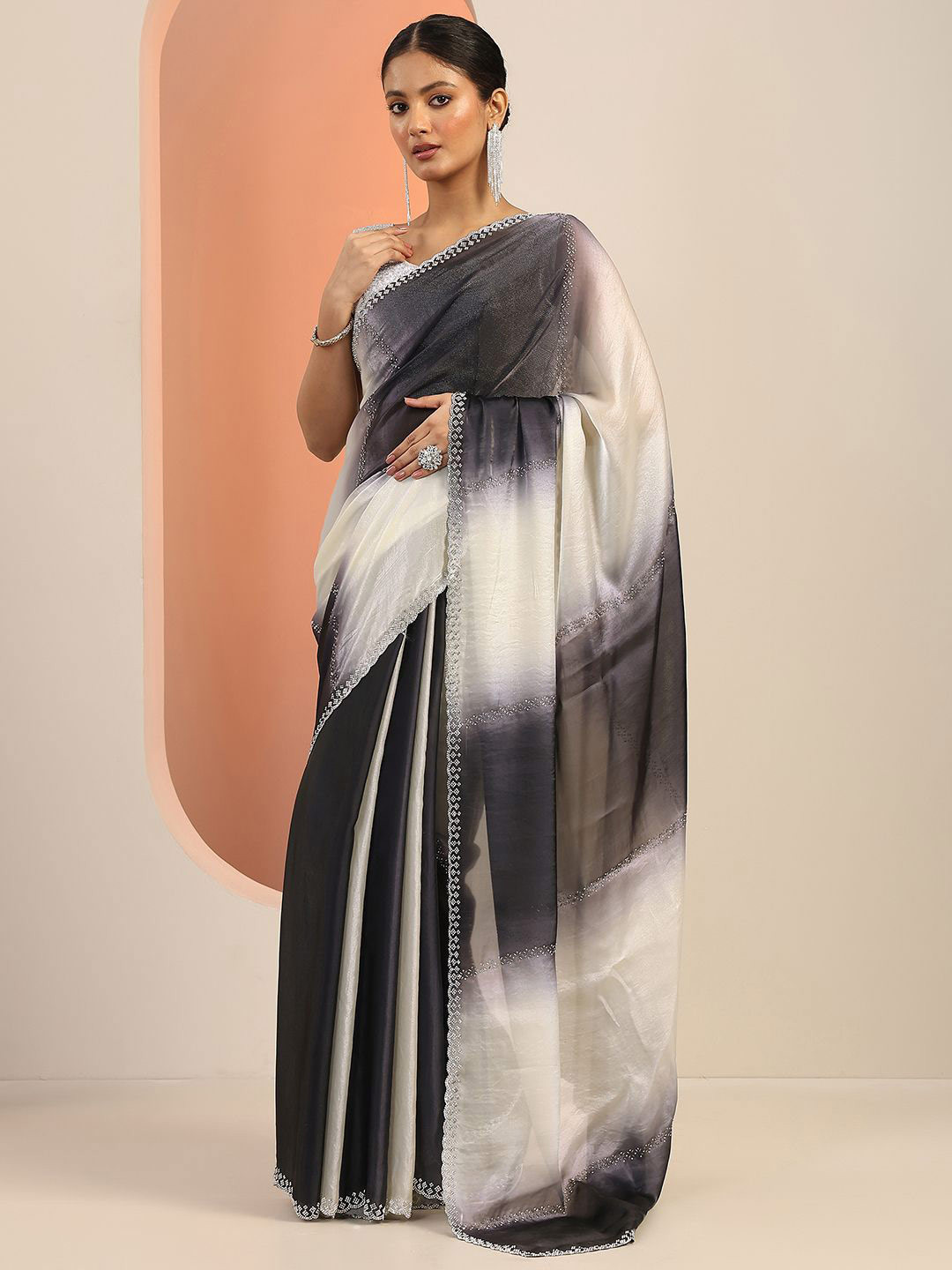Buy Libas Embellished Beads And Stones Satin Saree - Sarees for Women 35563334 | Myntra