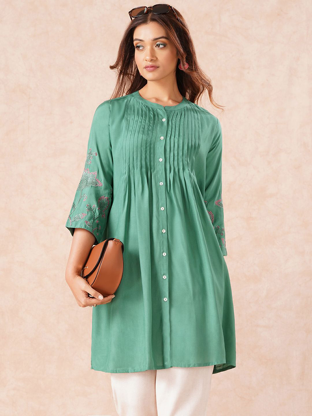 Buy Marigold Lane Women Embroidered Round Neck Tunic - Tunics for Women ...