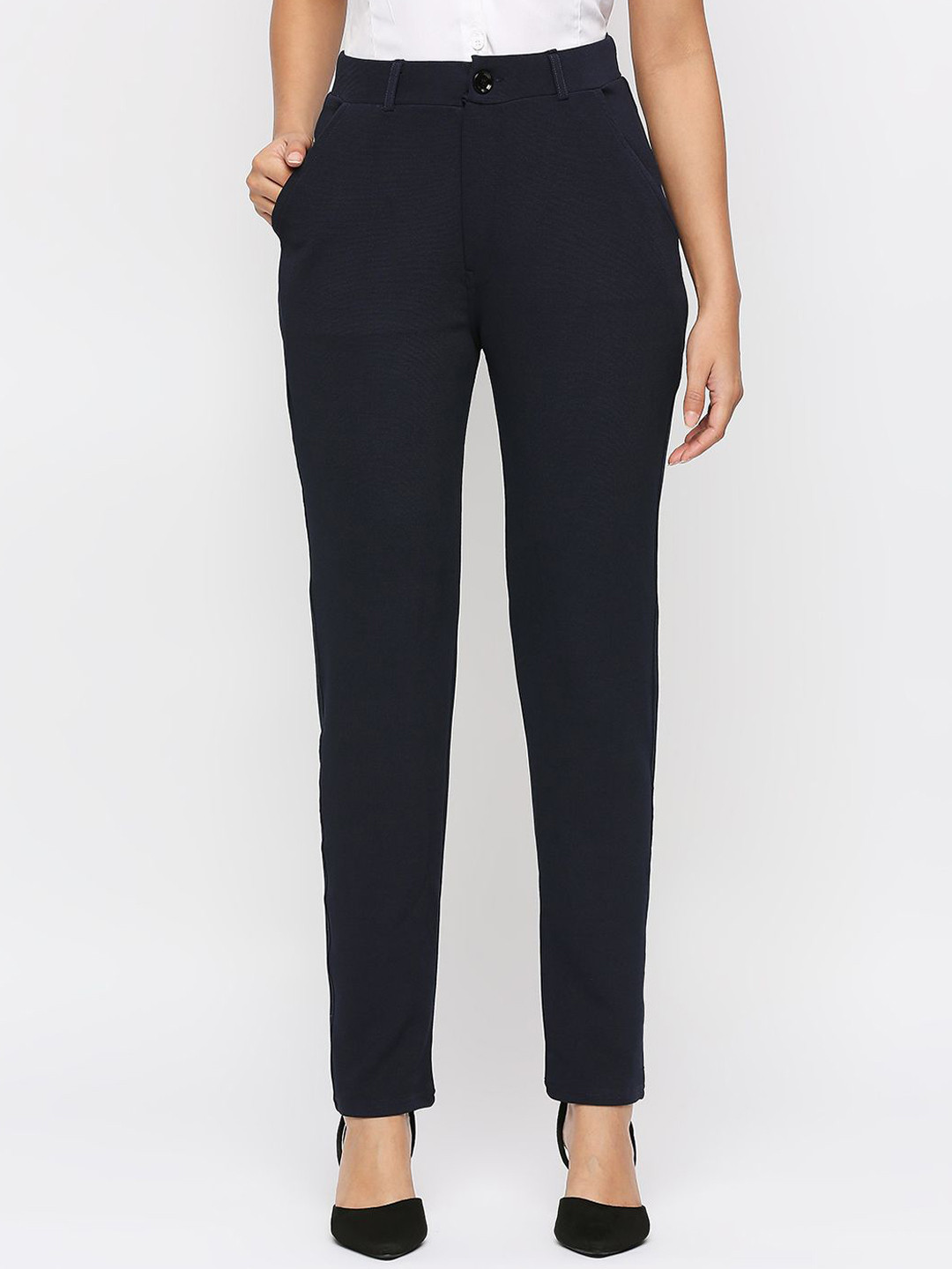 Buy Smarty Pants Women Comfort Straight Fit High Rise Lint Free Formal ...