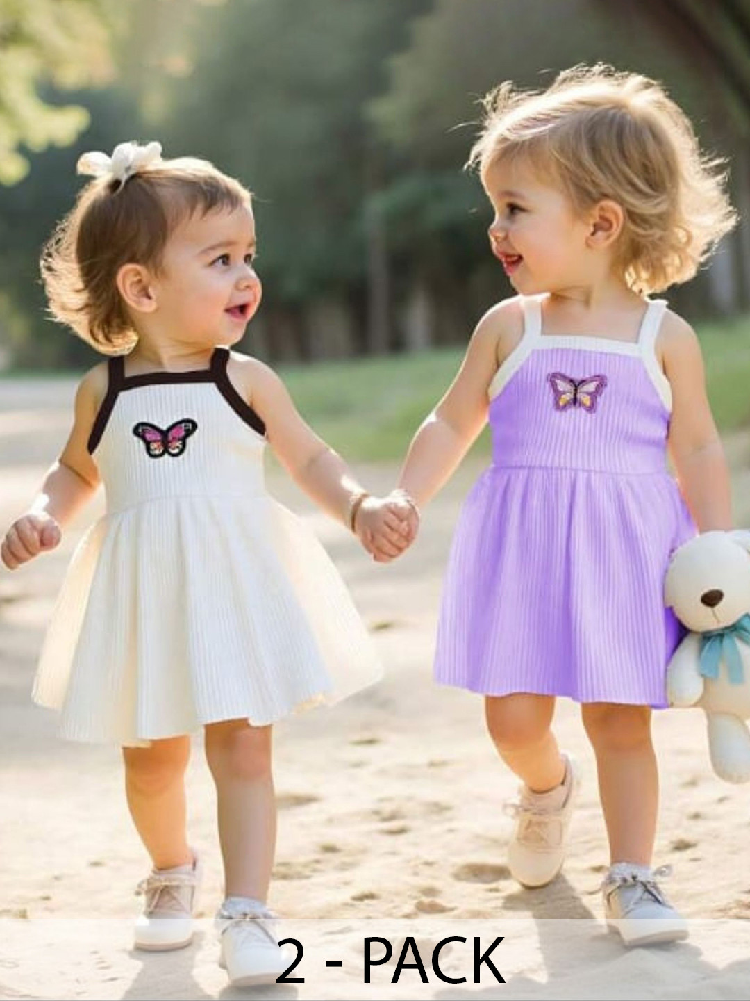 Buy 4YOU DRESSES Girls Pack Of 2 Cotton Fit & Flare Dress - Dresses for ...
