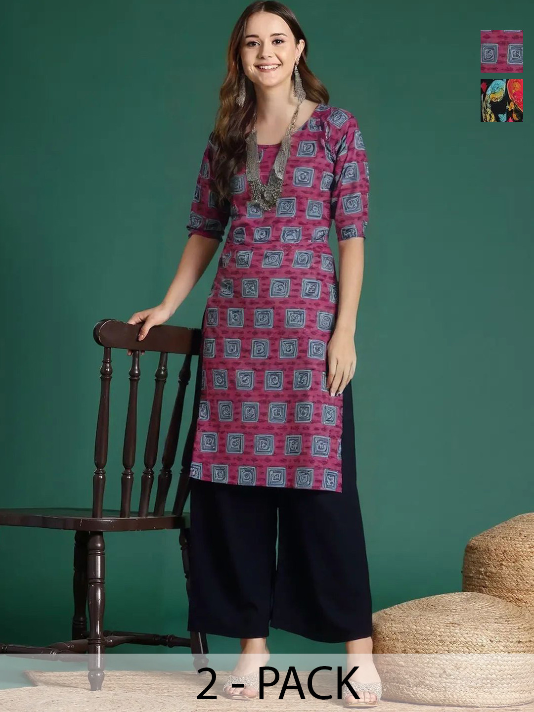 Buy Anouk Rustic Selection Of 2 Women Ethnic Motifs Printed Daily ...