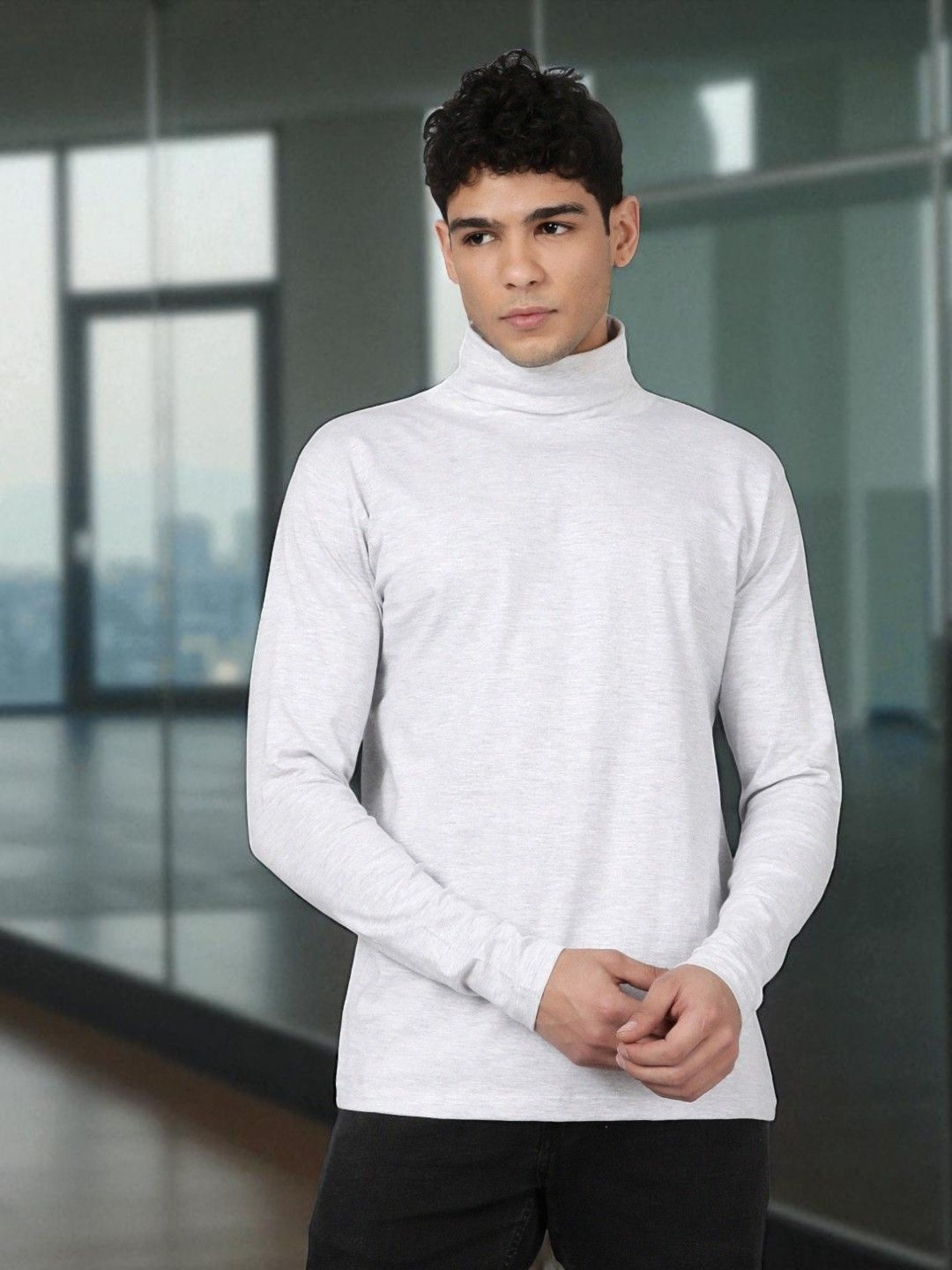 Buy Kryptic Men Solid Turtle Neck Pure Cotton T Shirt - Tshirts for Men ...