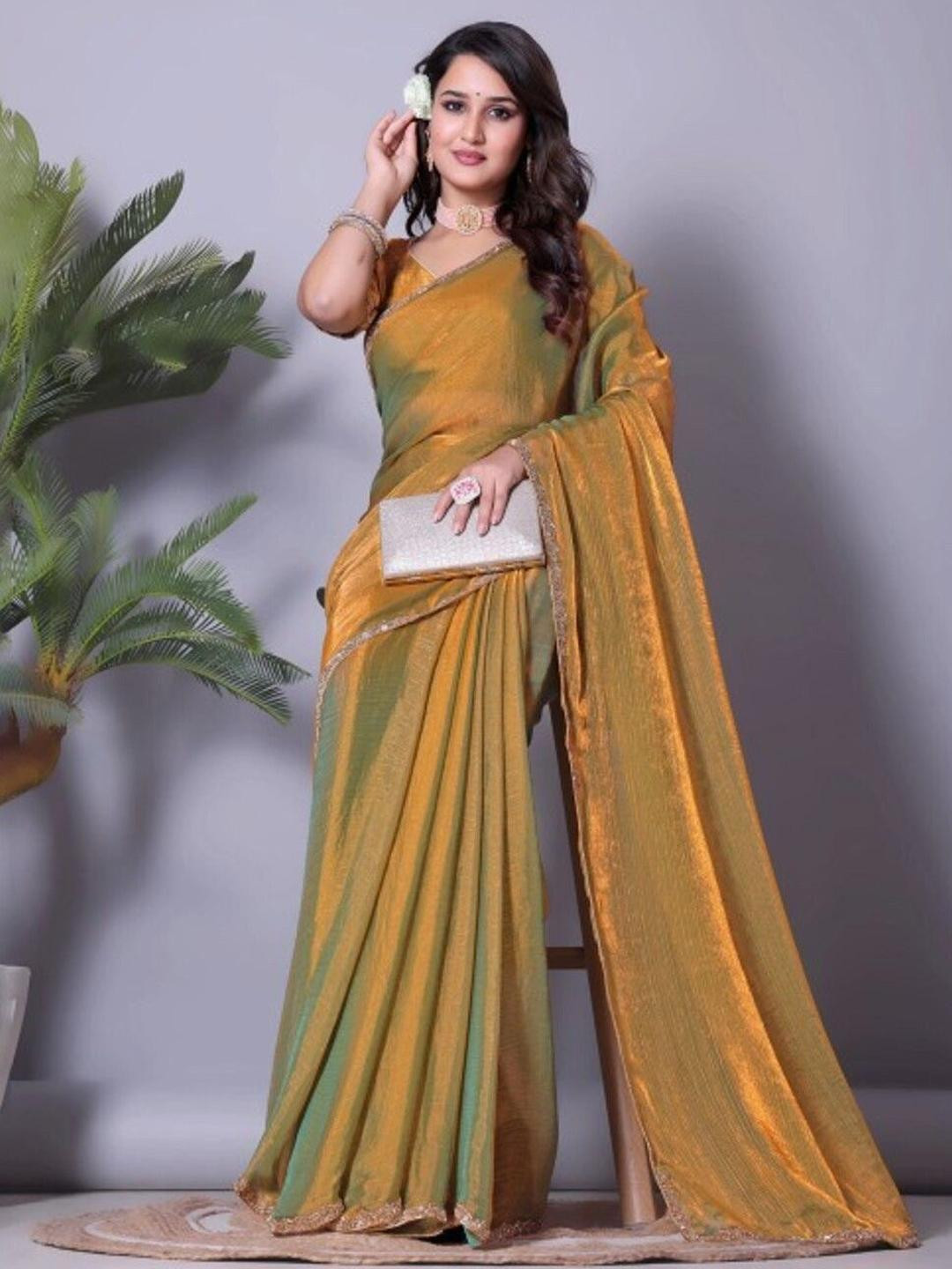 Buy SHOP DROP Beads And Stones Banarasi Saree With Engrossing Blouse ...
