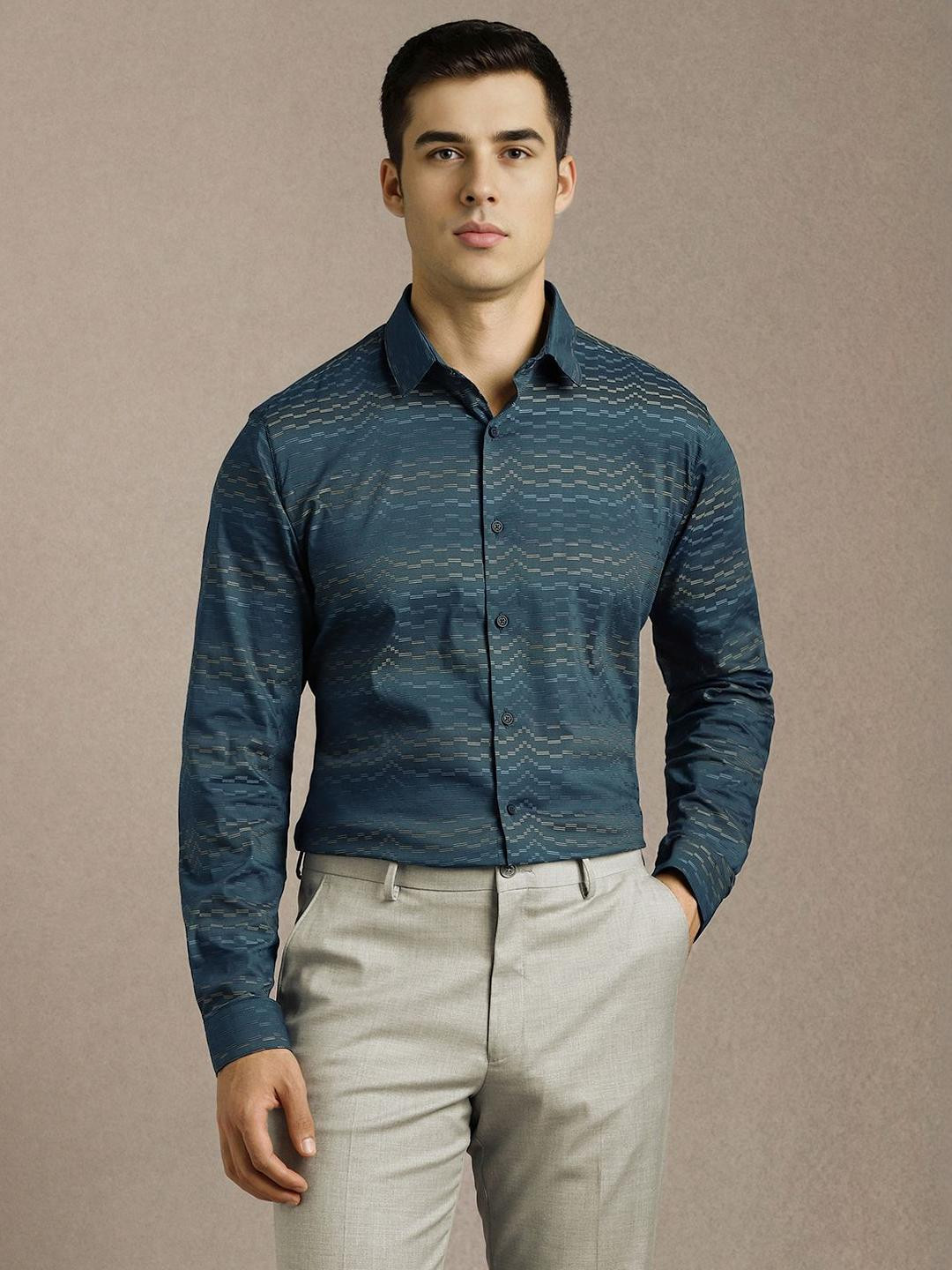 Buy Louis Philippe Sport Horizontal Stripes Printed Slim Fit Casual ...