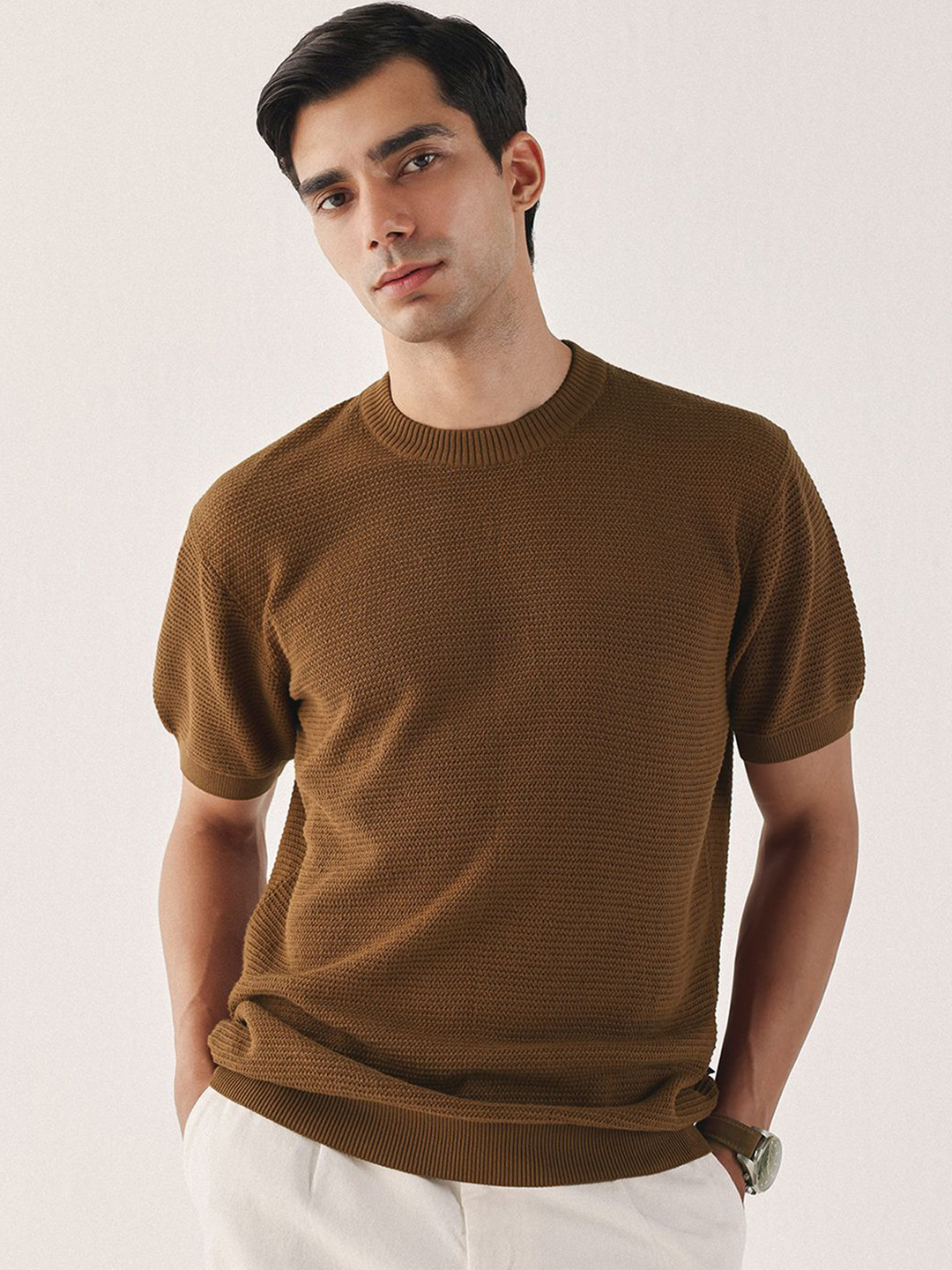 Buy Andamen Men Structure Cotton Regular Fit Crewneck T Shirt - Tshirts for Men 35866229 | Myntra