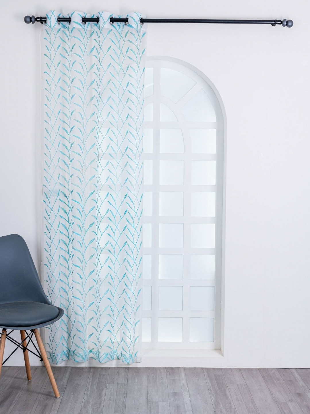 Buy Parda Online White & Blue Embroidered Sheer Long Door Curtain ...